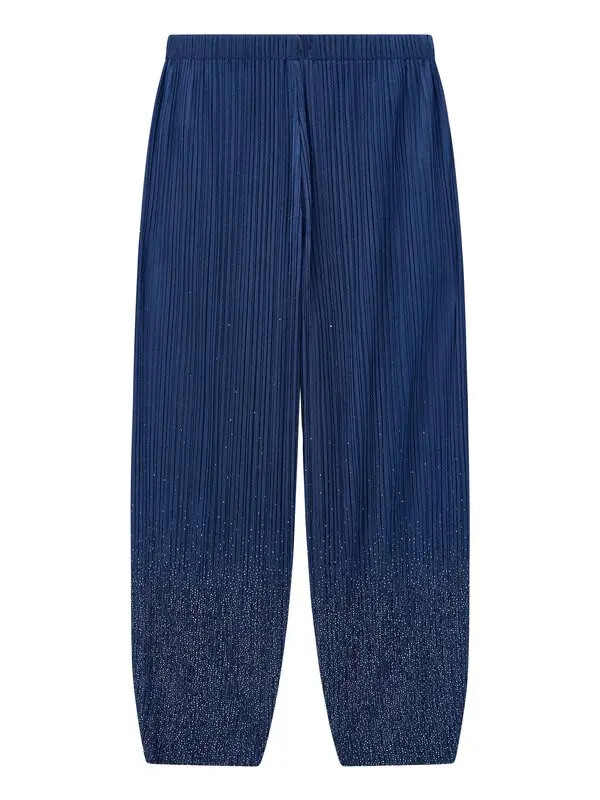 Giorgio Armani Pleated Jersey Trousers With Rhinestones - Blue
