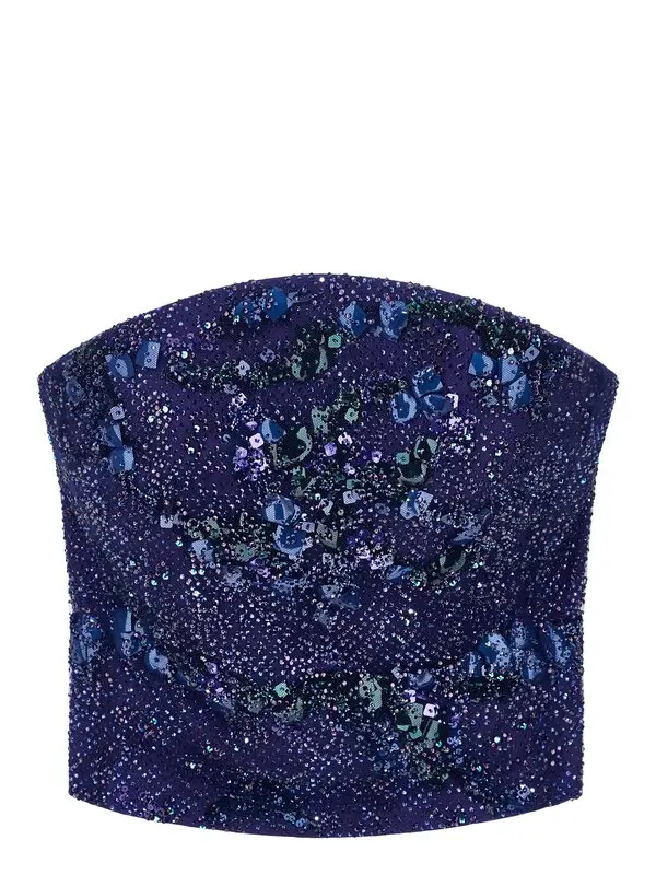 Giorgio Armani Embroidered Bustier Top - Patterned