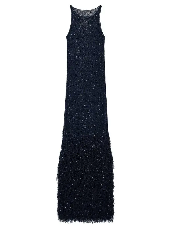Giorgio Armani Long Knit Dress With Sequins - Blue