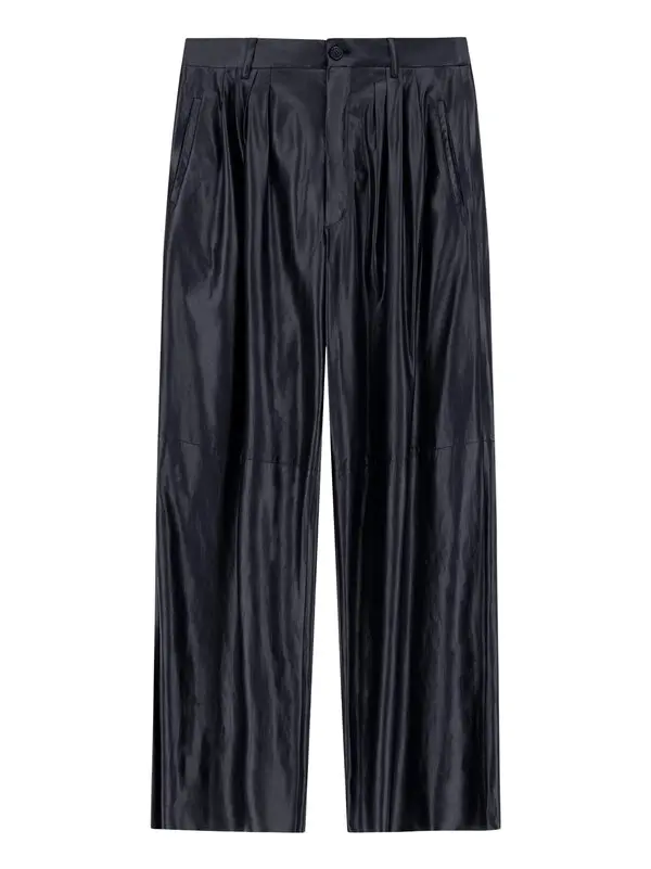 Giorgio Armani Nappa Lambskin Pleated Trousers - Black