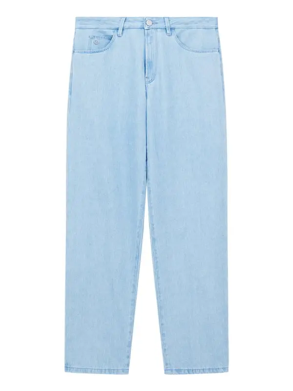 Giorgio Armani Five-pocket Cotton-linen Denim Trousers - Blue