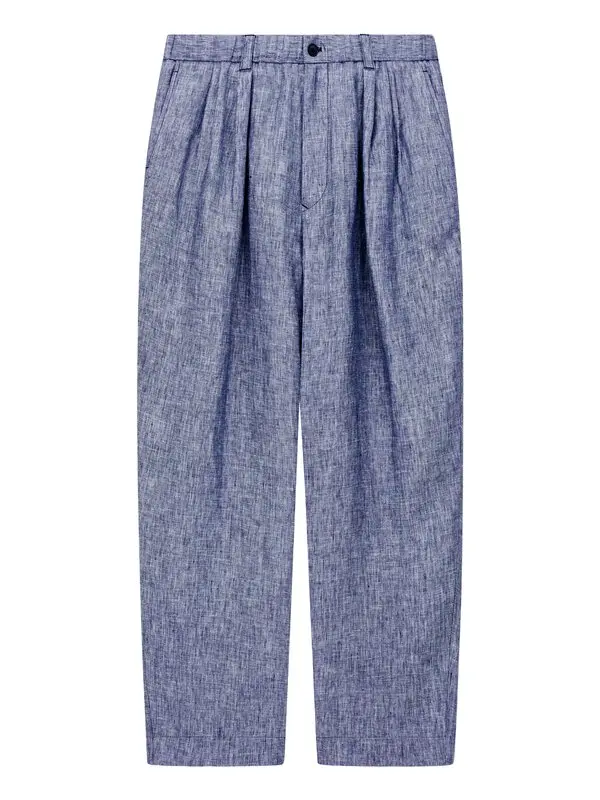 Giorgio Armani Pleated Linen Trousers - Light Blue
