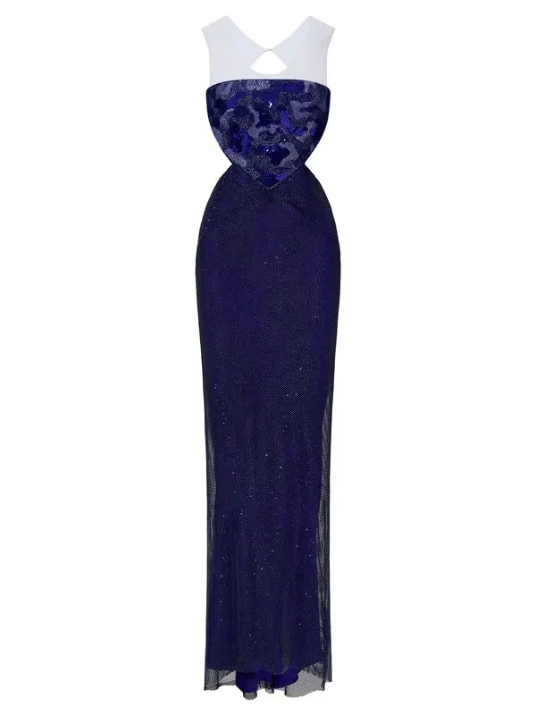 Giorgio Armani Long Silk Dress With Sequin Embroidery - Patterned