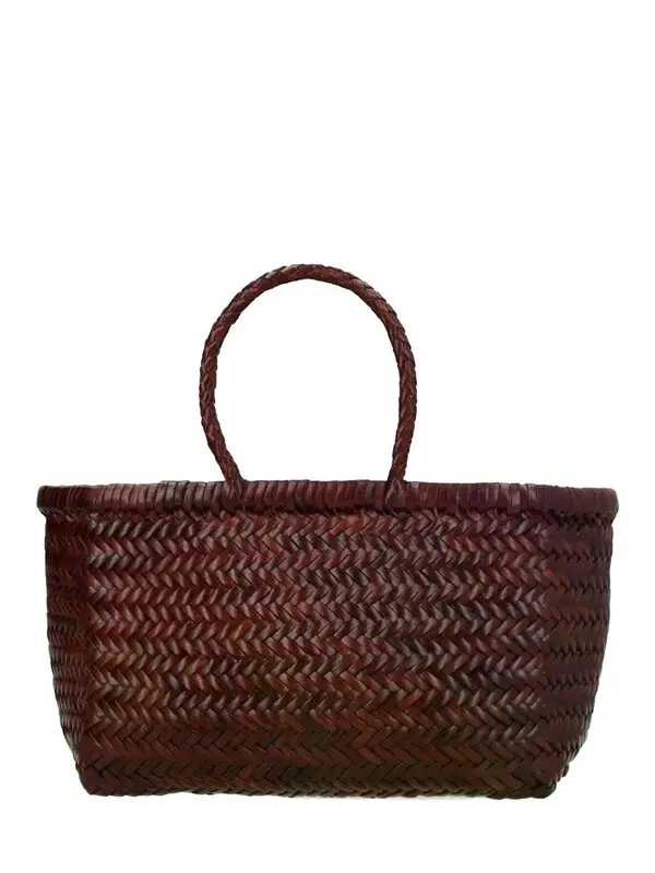 Dragon Diffusion Small Triple Jump Woven-leather Tote Bag - Brown