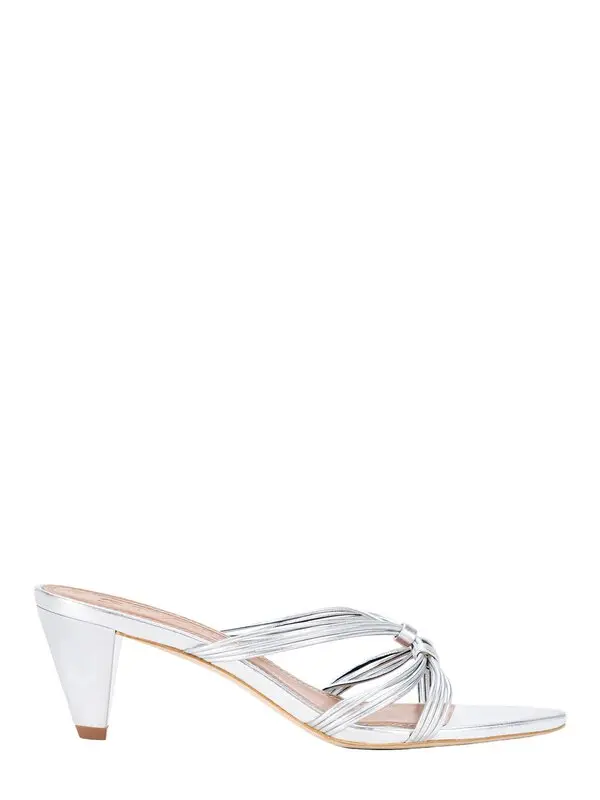 Staud Carrie Leather Mules - Silver