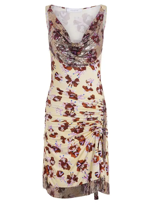 Rabanne Embellished Mesh Mini Dress - Floral