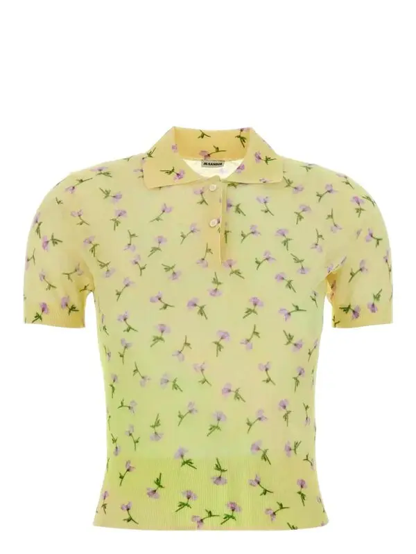 JIL SANDER Floral-print Polo Shirt - Yellow