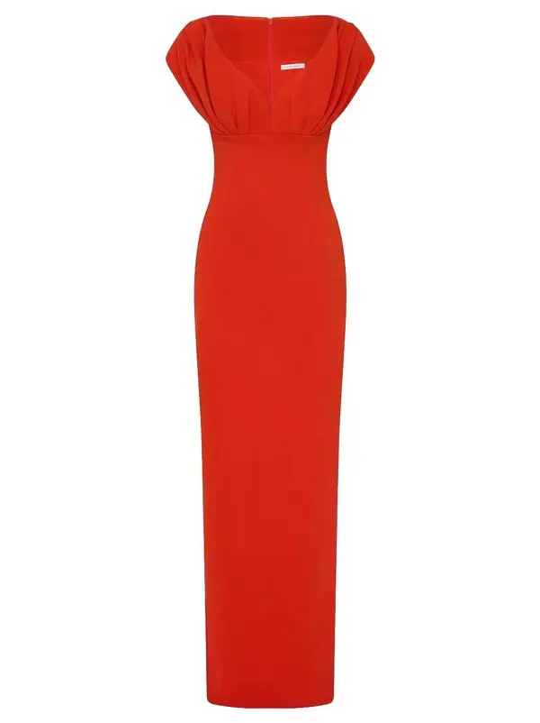 Rachel Gilbert Myra Ruched Maxi Gown - Red