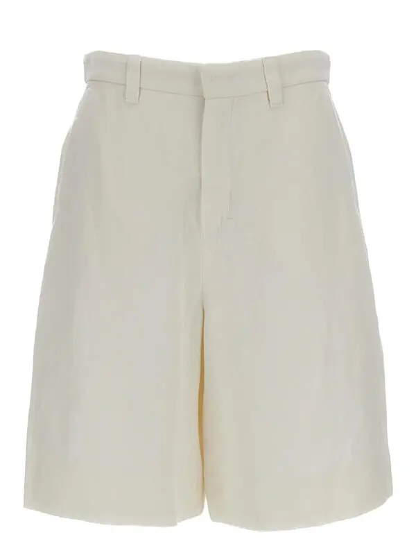 Max Mara Cotton-linen Blend Bermuda Shorts - White