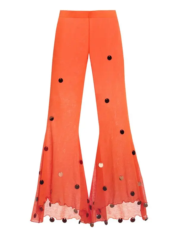 SIEDRES Embellished Jersey Flare Pants - Orange