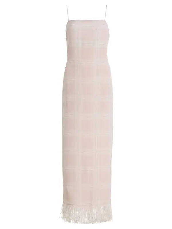 Posse La Isla Lola Fringed Plaid Crepe Midi Dress - Pink