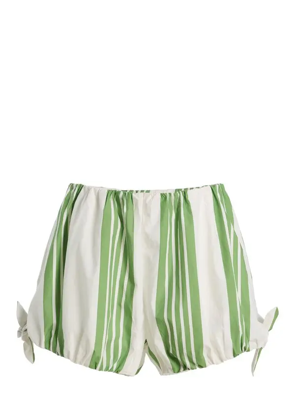 Posse Rosie Striped Cotton Bloom Shorts - Green