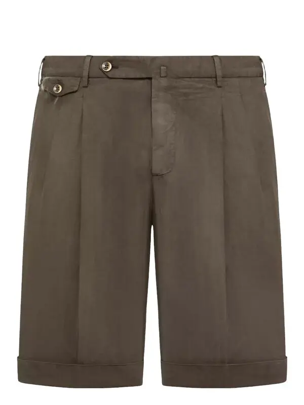 PT TORINO Pleated Turn-up Shorts - Brown