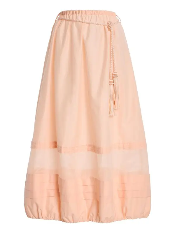 Posse La Isla Willow Cotton-silk Midi Skirt - Light Pink