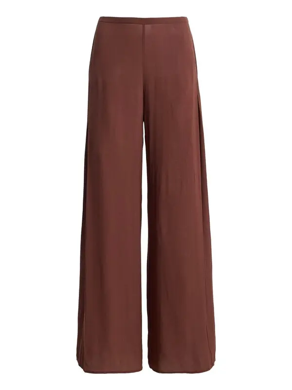 Posse La Isla Jane Crepe Wide Leg Pants - Brown