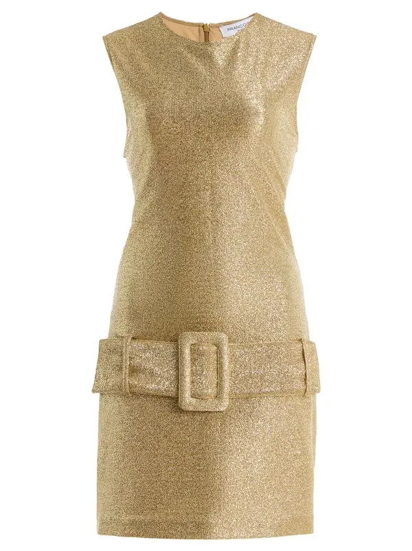 Françoise Metallic Jersey Mini Dress With Belt - Gold