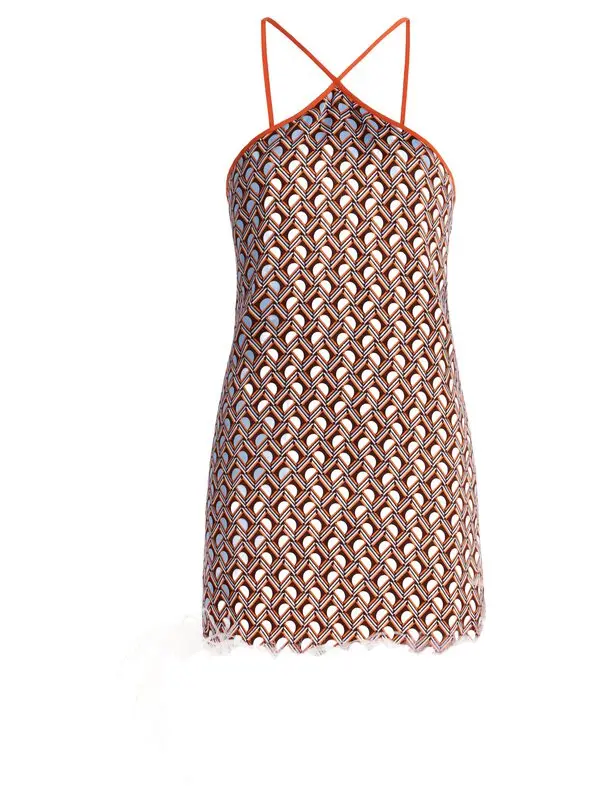 DES_PHEMMES Exclusive La Isla Mini Cocktail Dress With Feathered Hem - Multi