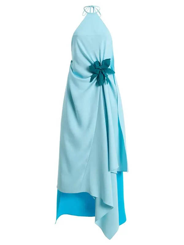 Rosie Assoulin Silk Midi Scarf Dress - Blue