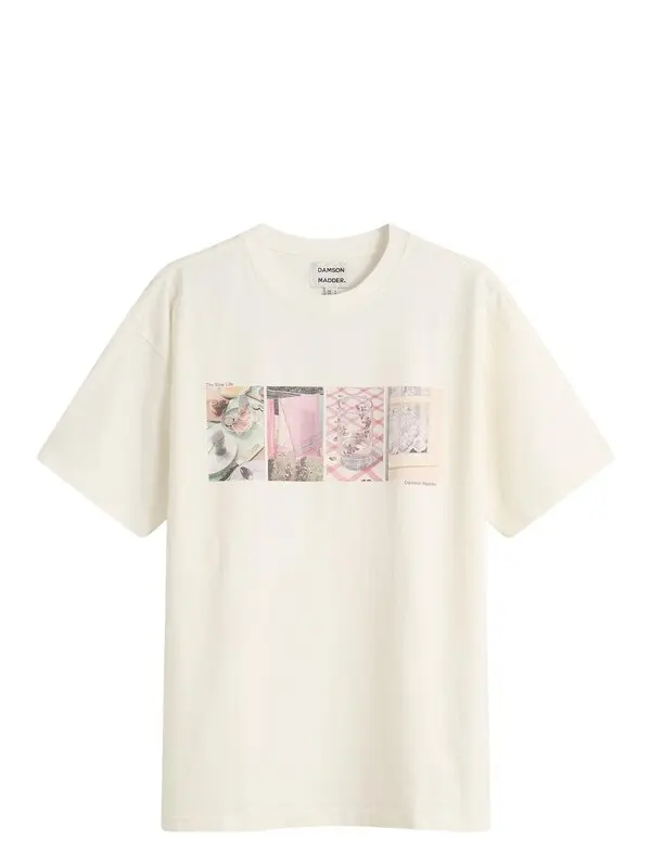 DAMSON MADDER Slow Life Crossword Graphic T-shirt - Off White