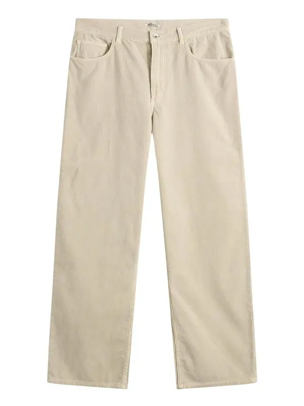 Auralee Garment-dyed Corduroy Wide-leg Trousers - White Khaki