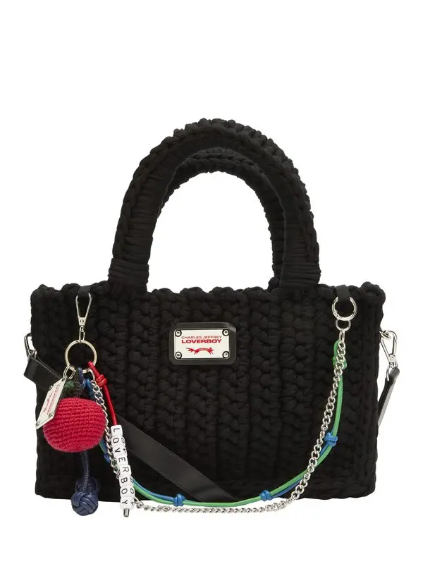 CHARLES JEFFREY Apple Charm Bucket Bag - Black