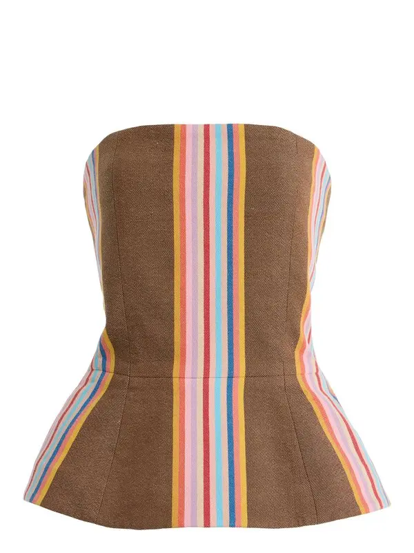 MARRAKSHI LIFE Striped Cotton Corset Top - Brown