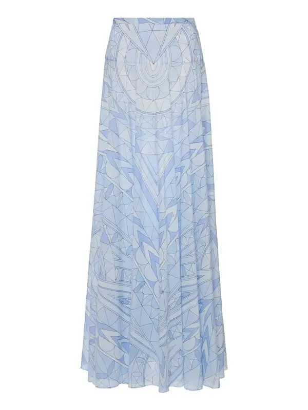 Emilio Pucci Printed Cotton Muslin Maxi Skirt - Blue