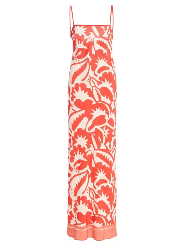 SIR. Printed Silk Crepe De Chine Maxi Dress - Red