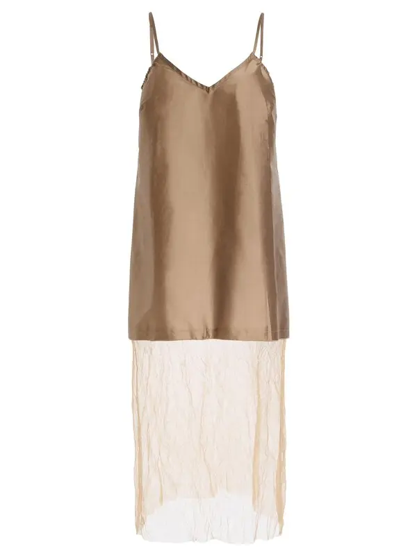Chan Luu La Isla Taffeta And Mesh Slip Dress - Pink