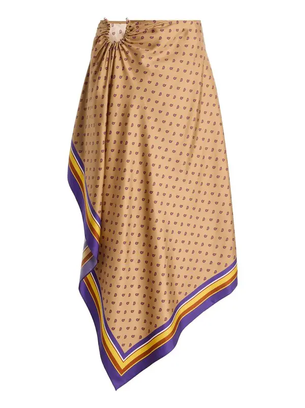Christopher Esber La Isla Bandana-print Silk-twill Midi Skirt - Brown