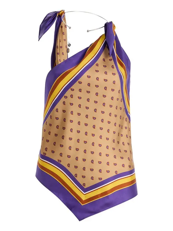 Christopher Esber Bandana-print Silk-twill Scarf Tie Top - Brown