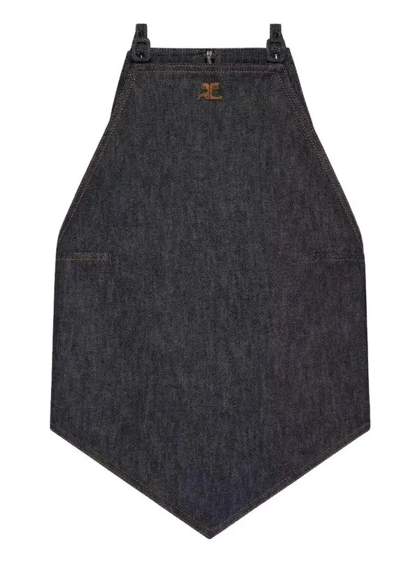 COURREGES Halterneck Denim Tank Top - Blue