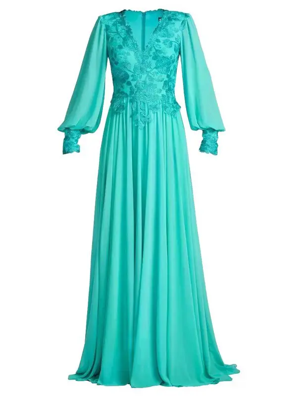 Tadashi Shoji Floral V-neck Maxi Dress - Blue