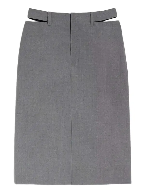 JIL SANDER Cut-out Slit Midi Skirt - Grey
