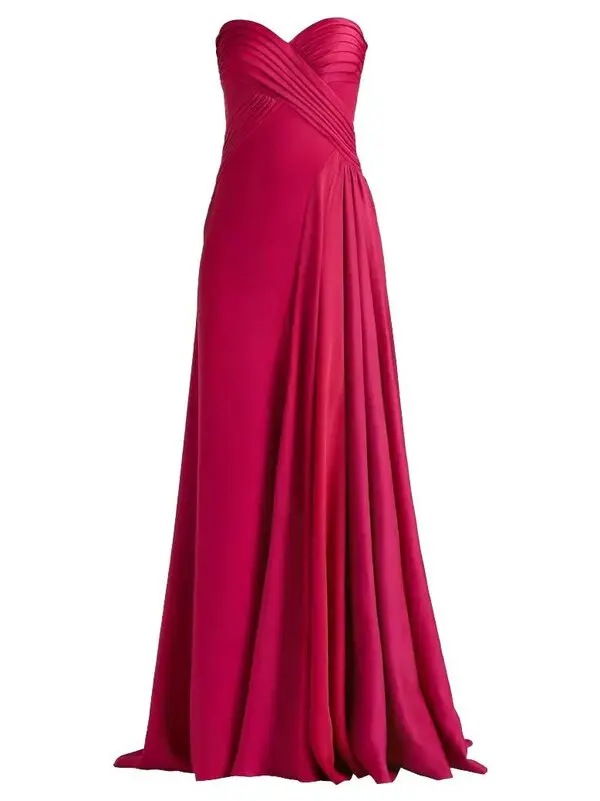 Tadashi Shoji Draped Strapless Maxi Dress - Pink