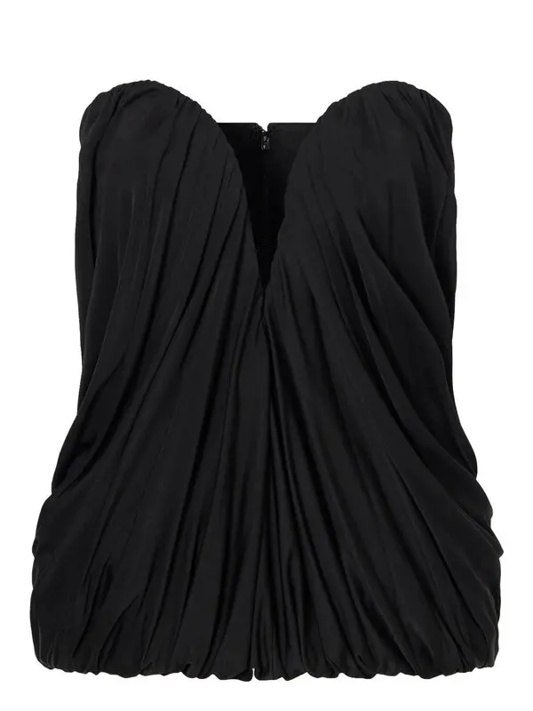 THE NEW ARRIVALS ILKYAZ OZEL Olivienne Draped Bustier Top - Black