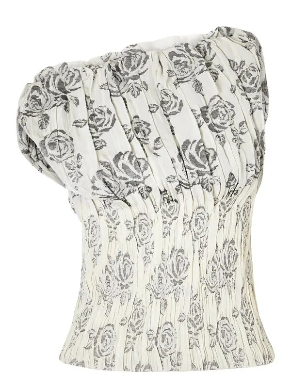 KALLMEYER Romy Floral Brocade Top - Neutrals