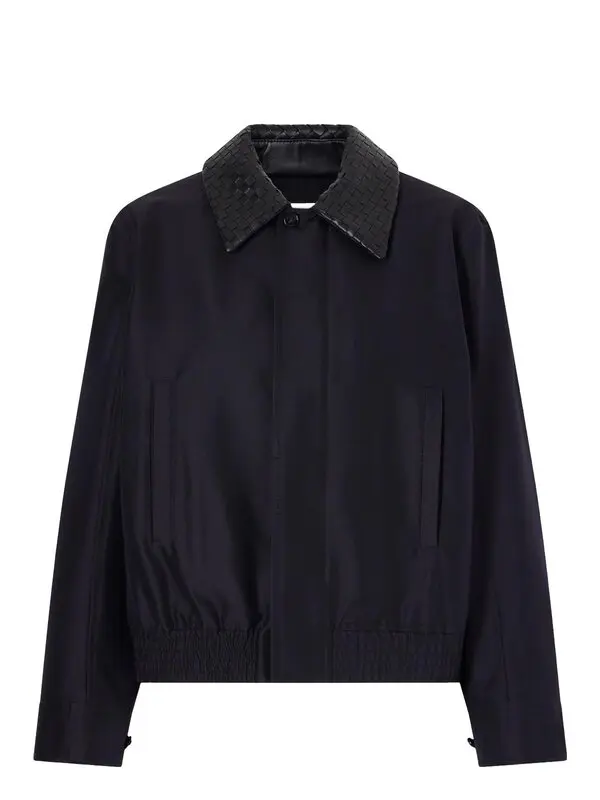 Bottega Veneta Intrecciato Leather-trimmed Canvas Jacket - Black