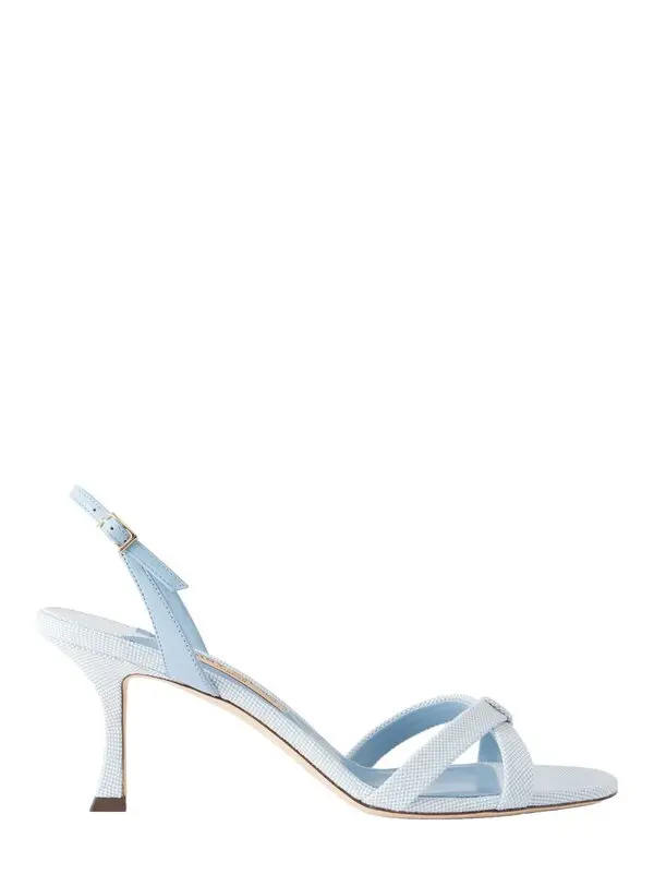 JIMMY CHOO Elsy 70 Leather-trimmed Canvas Slingback Sandals - Blue