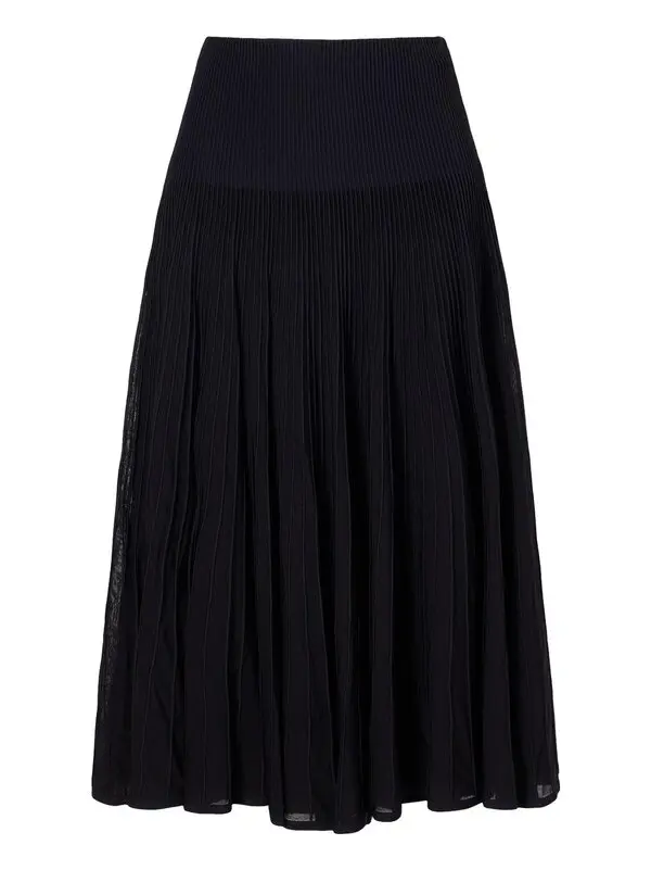 Ralph Lauren Celia Ribbed-knit Midi Skirt - Black