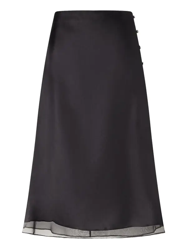 Ami Silk-crêpe De Chine Midi Skirt - Black