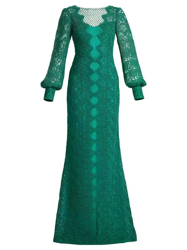 Tadashi Shoji Lace Long-sleeve Dress - Green