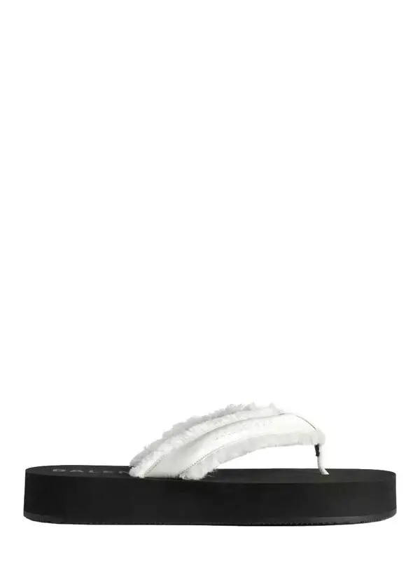 Balenciaga Jet Leg Frayed Slippers - White