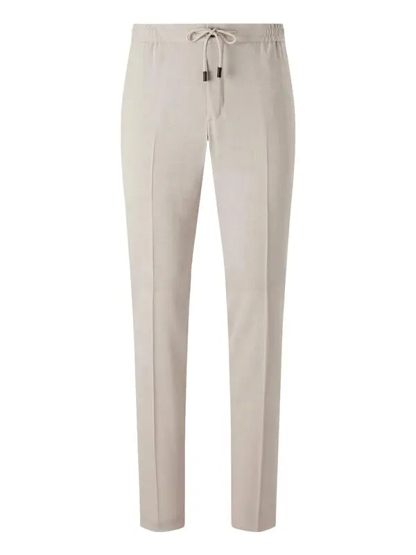 SLOWEAR Straight-leg Virgin Wool, Silk And Linen-blend Trousers - Neutrals