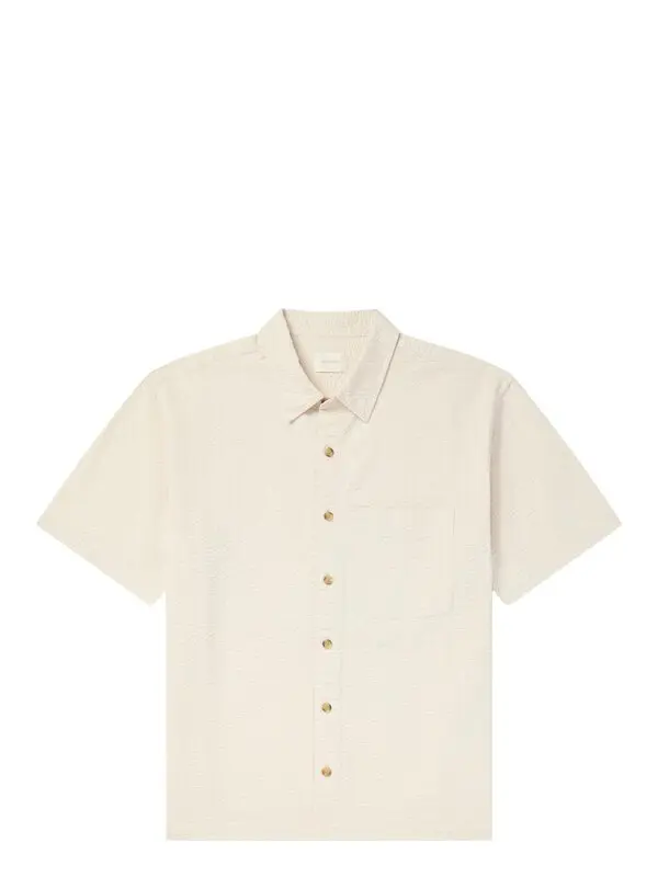 Aimé Leon Dore Cropped Cotton-seersucker Shirt - Neutrals