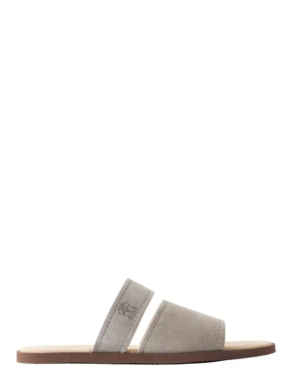 Brunello Cucinelli Suede Slides - Gray