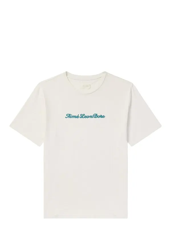 Aimé Leon Dore Logo-print Cotton-jersey T-shirt - Neutrals