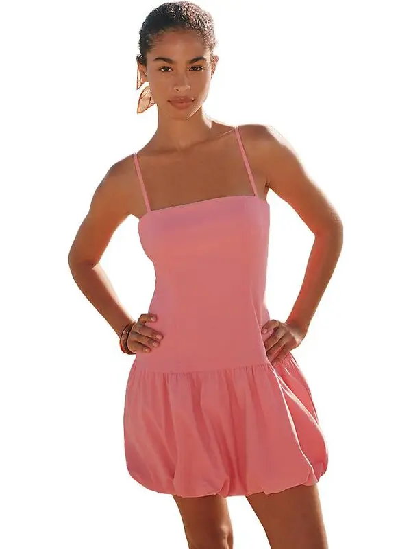 Maeve Square-neck Poplin Bubble Mini Dress - Azalea