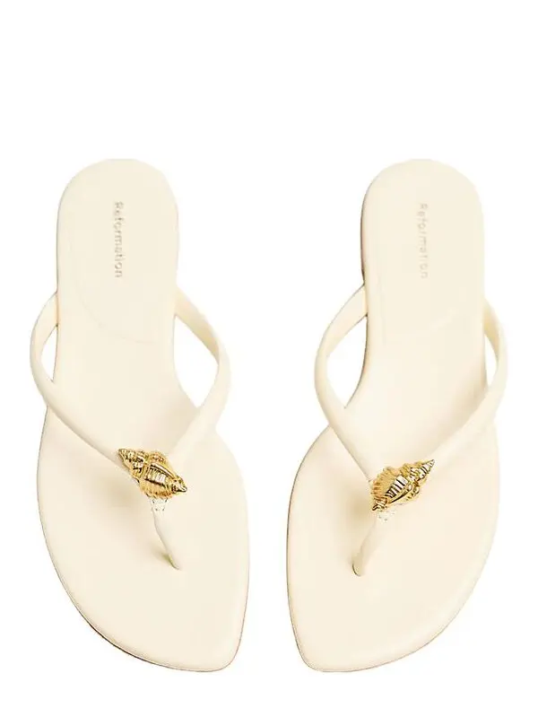 REFORMATION Onyx Thong Sandals With Embellished Detail - Cream Puff Conch