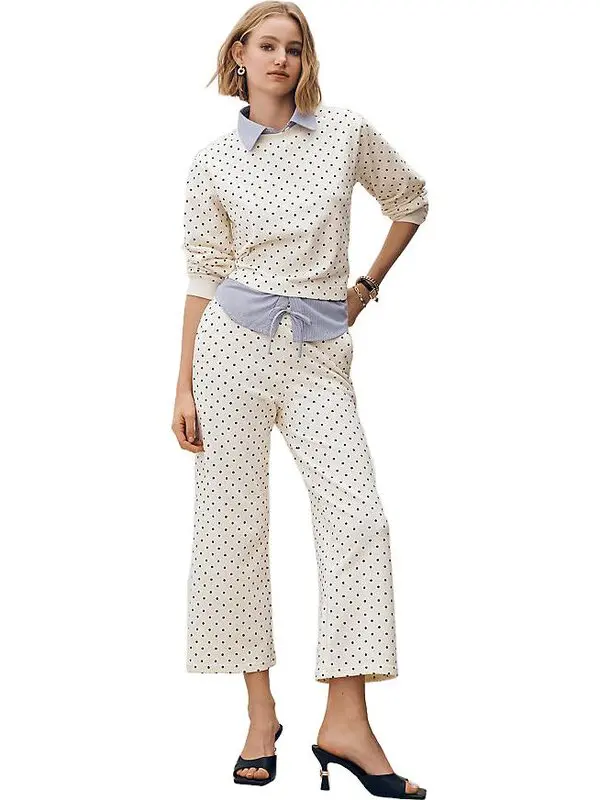 MAUDE CLUB Sofia Polka Dot Knit Pants - Ivory